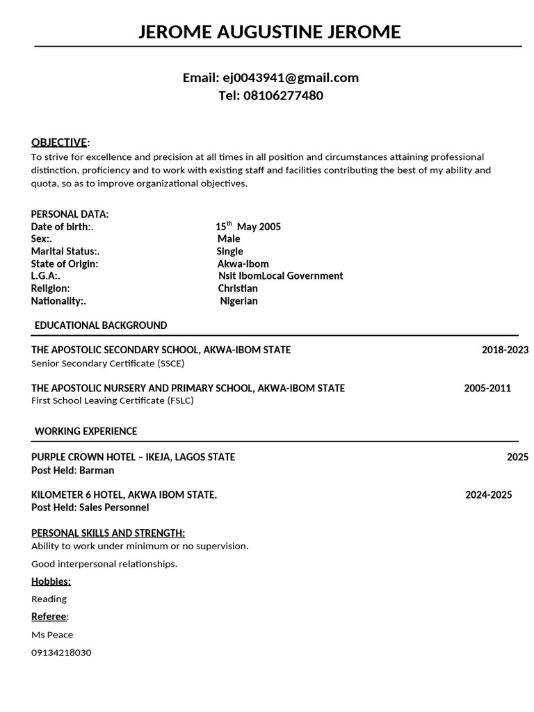 Cust Jerome CV | PDF