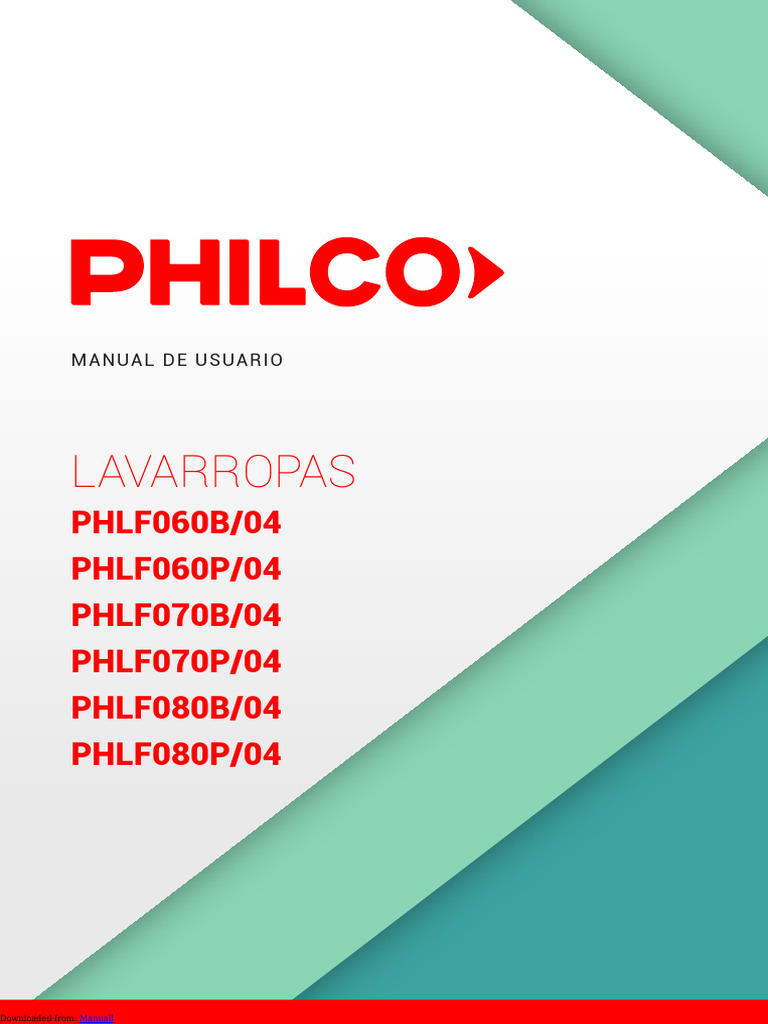 Manual de Usuario Lavarropas Philco PHLF060B | PDF | Lavadora ...