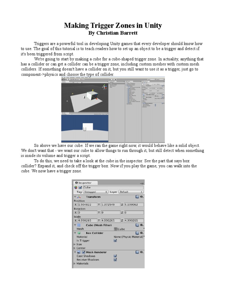 Make Trigger Zones in Unity Games | PDF | Computer Programming | Areas Of Computer Science