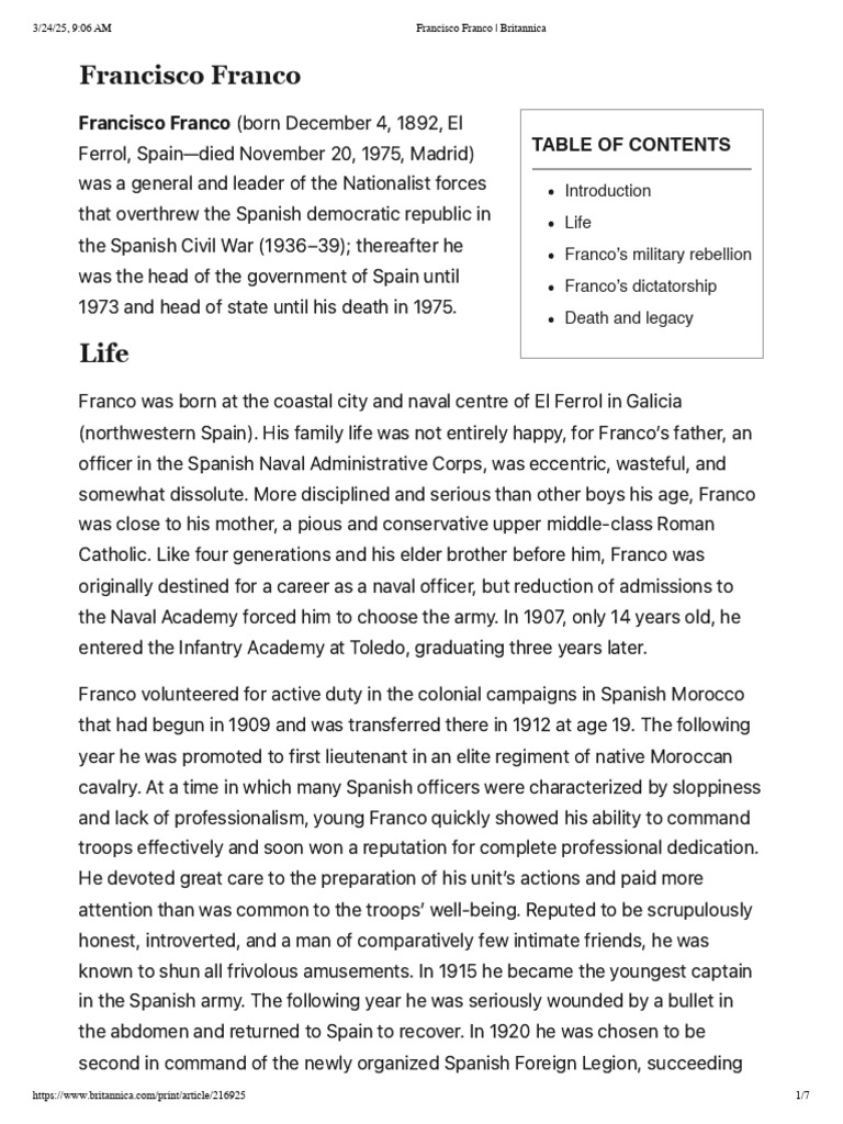Francisco Franco: Dictatorship Overview | PDF | Francisco Franco ...