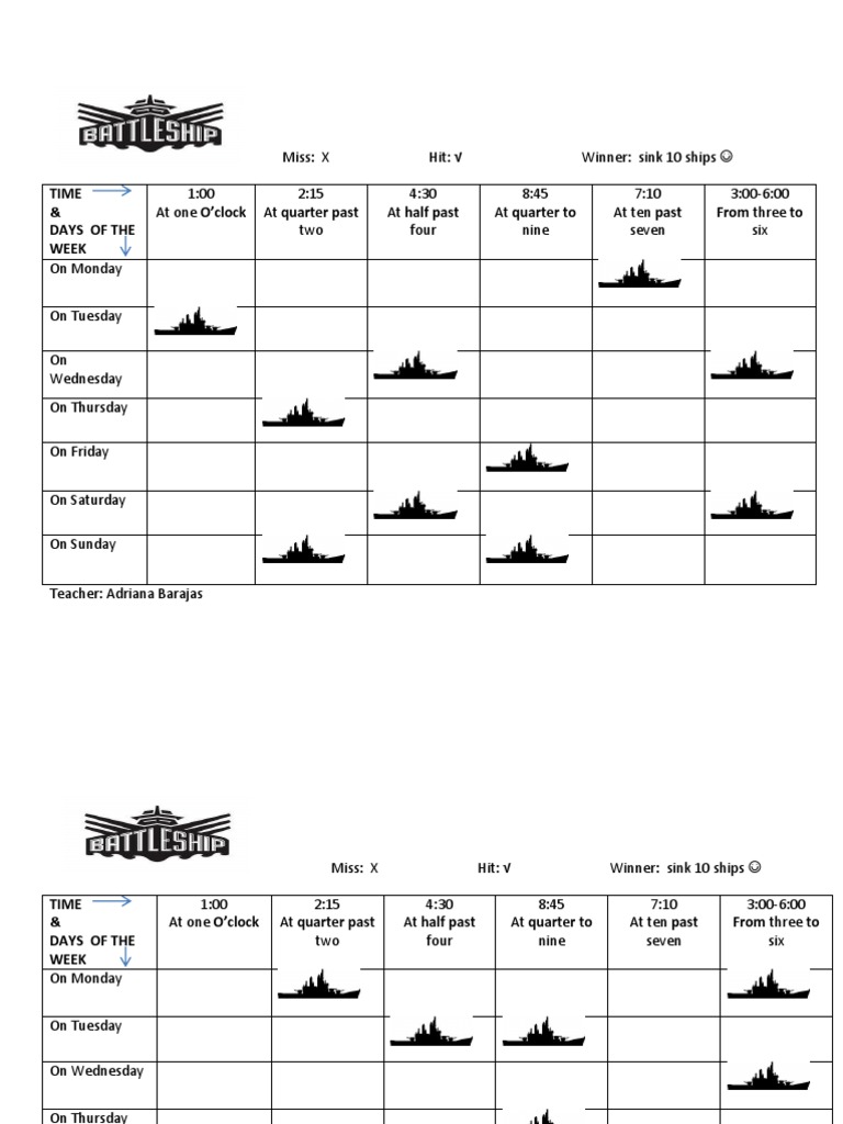Time and Days of the Week Activities | PDF | Cooking, Food & Wine