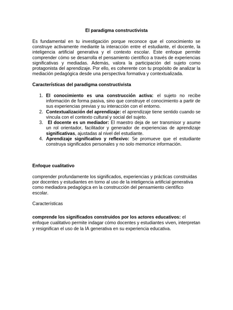 El Paradigma Constructivista | PDF