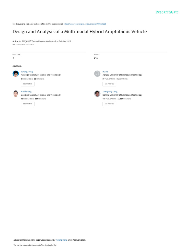 Design and Analysis of a Multimodal Hybrid Amphibious Vehicle | PDF ...