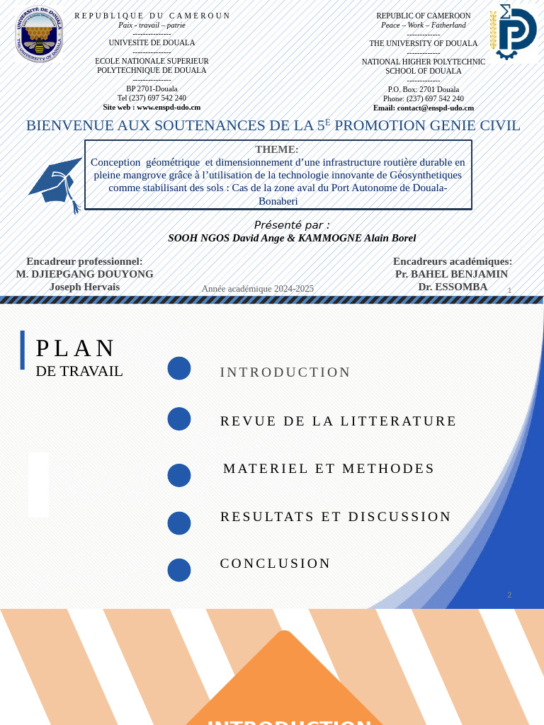 Bienvenue Aux Soutenances de La 5 Promotion Genie Civil: Theme | PDF ...