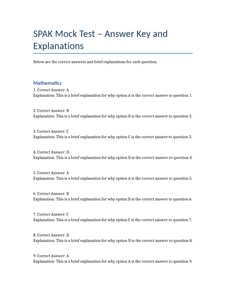 SPAK Mock Test Answer Key Explanations | PDF | Chess Theory | Chess