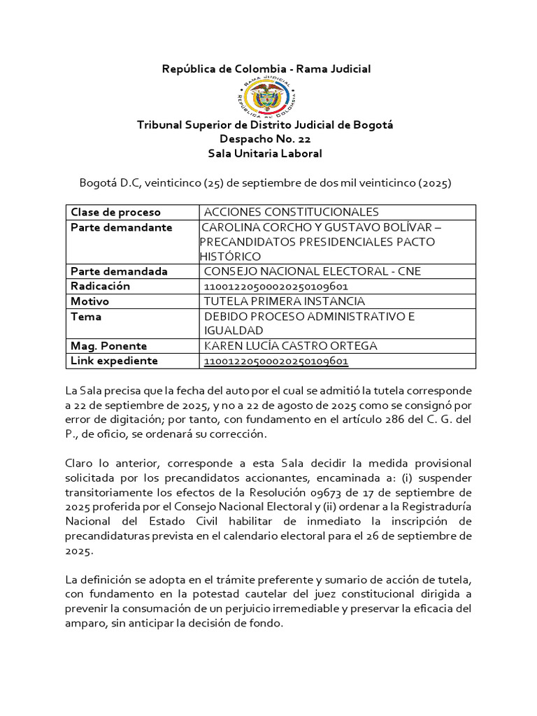 00 2025 01096 01 MEDIDA PROVISIONAL Concede PDF | PDF | Mandato ...