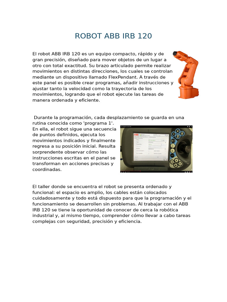 Robot ABB IRB 120: Manual y Programación | PDF