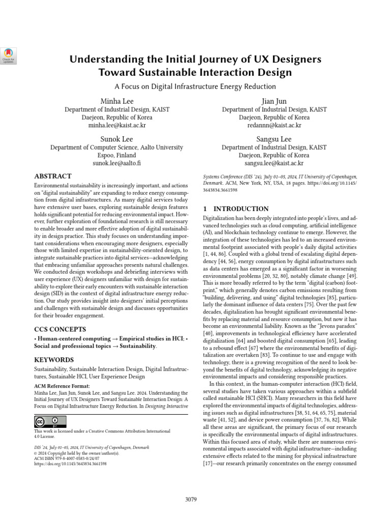 Understanding The Initial Journey of UX Designers Toward Sustainable ...