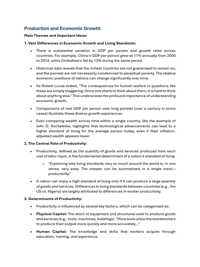 Economic Growth and Productivity Factors | PDF | Economic Growth ...