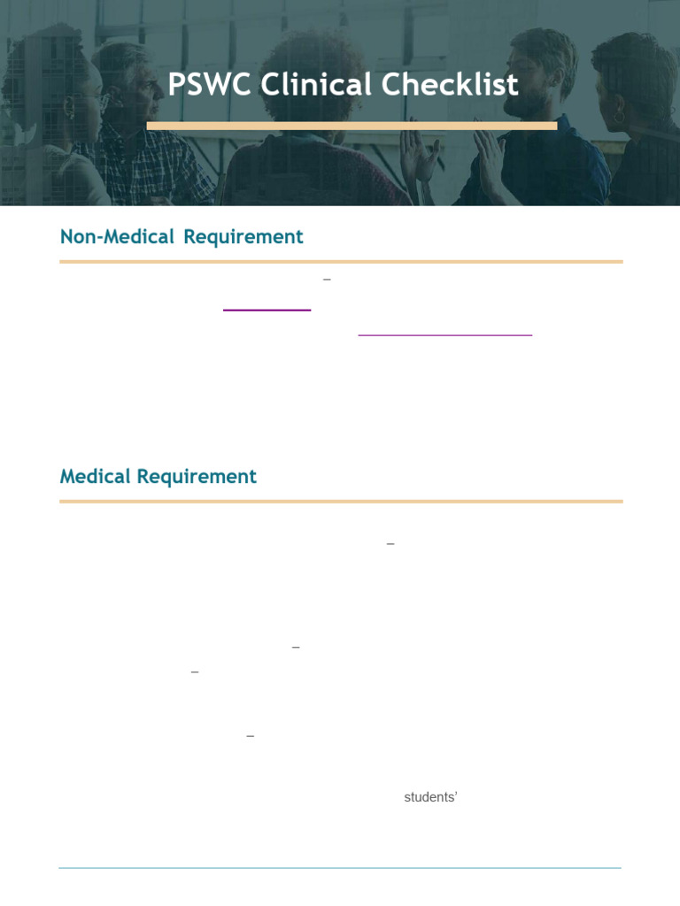 PSWC Clinical Checklist W25 | PDF
