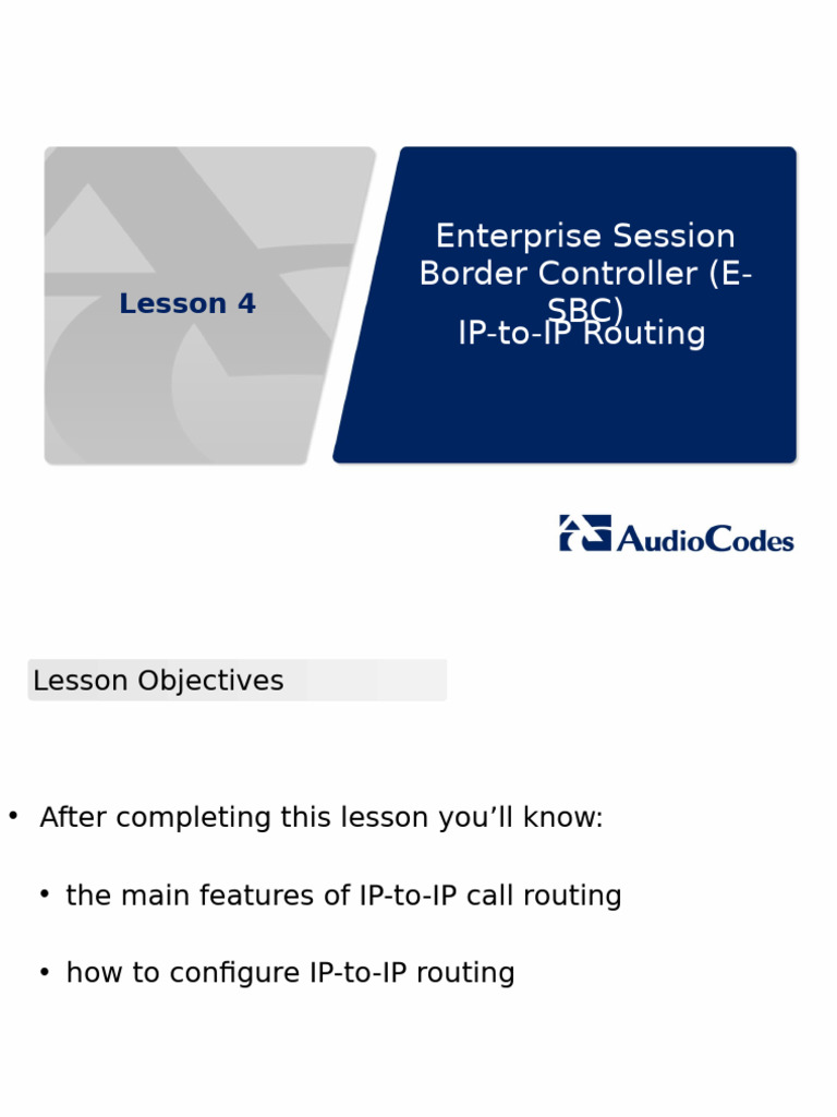 Lesson 04 - IP To IP Routing | PDF | Session Initiation Protocol | Ip ...