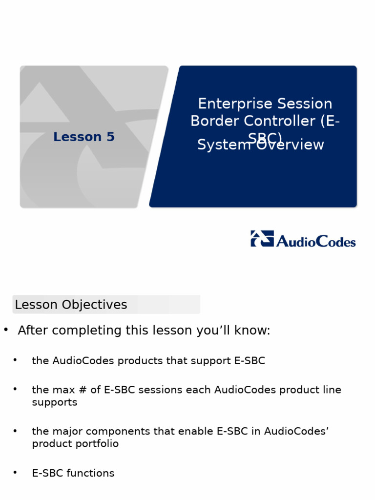 Lesson 05 - E-SBC Application Description | PDF | Session Initiation ...