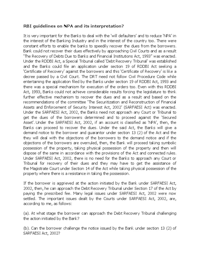 Bankers' Guide to NPA Management | PDF | Reserve Bank Of India | Common Law