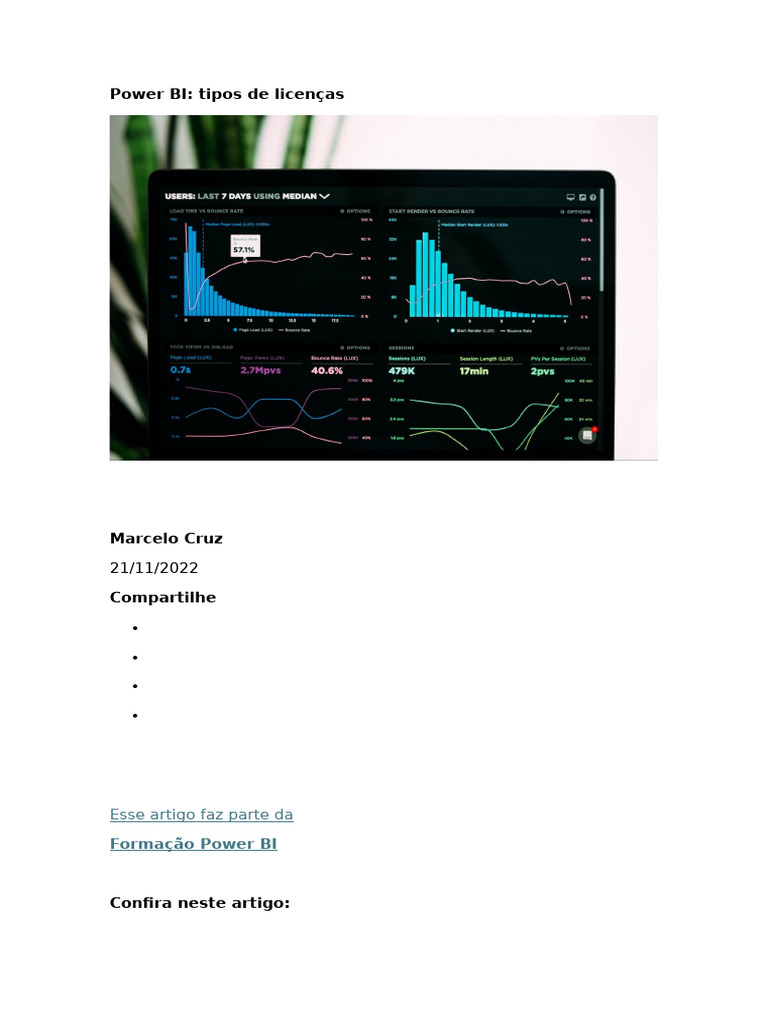 Power BI Tipos de Licenças | PDF | Bancos de dados | Informática