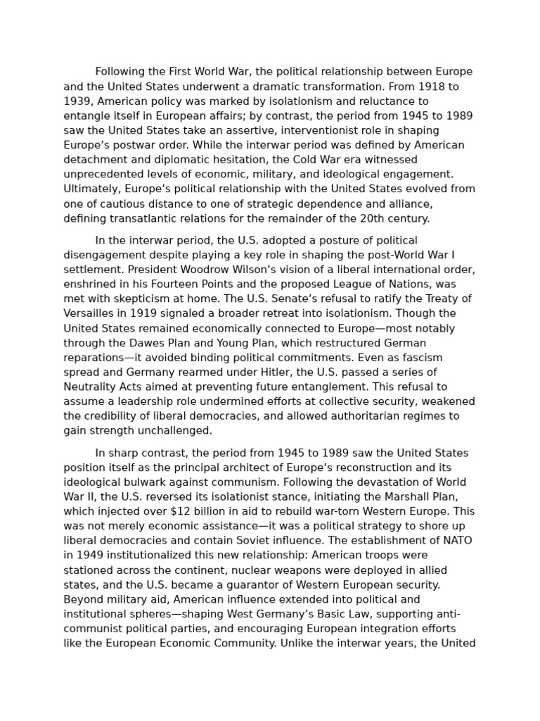 AP European History DBQ: Following The First World War | PDF | Cold War ...