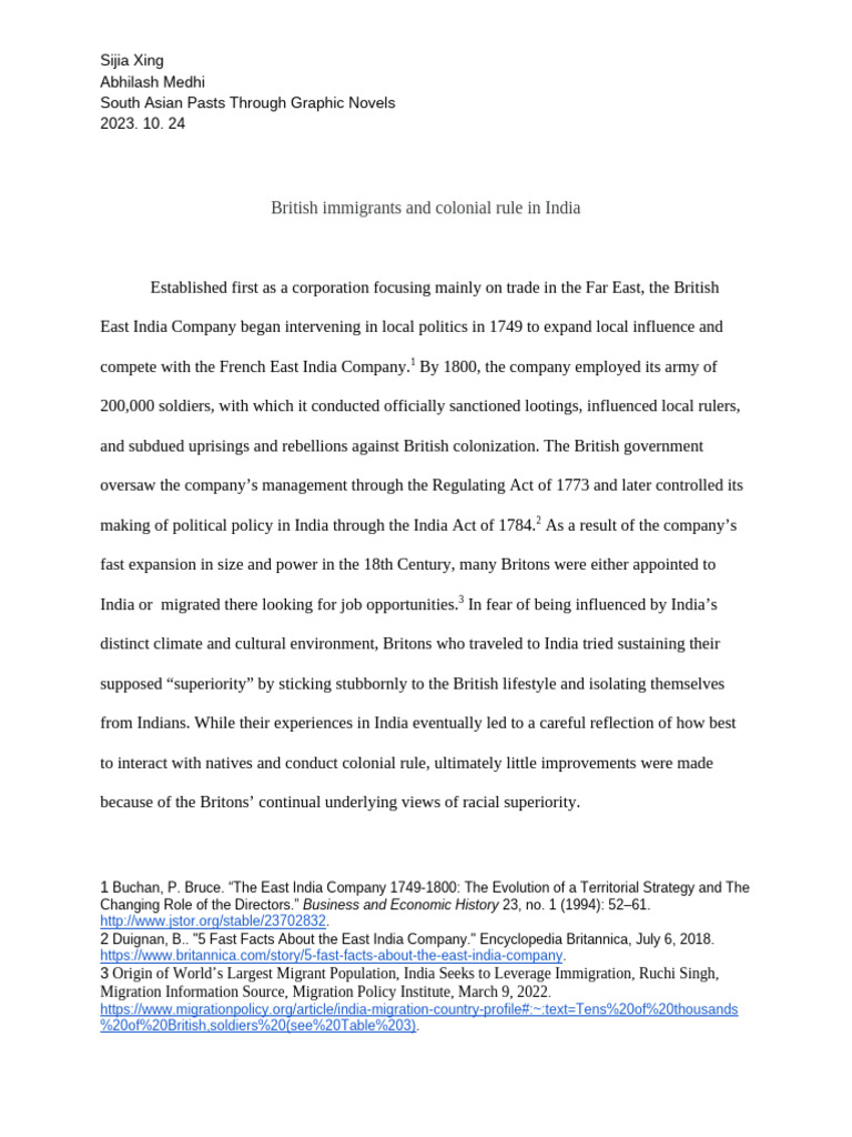British Immigrants and Colonial Rule in India | PDF | Human Migration ...