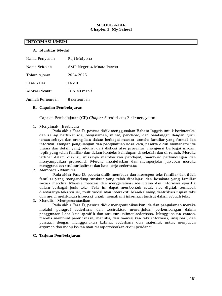 7.5 Modul Ajar Chapter 5 (FIX) | PDF