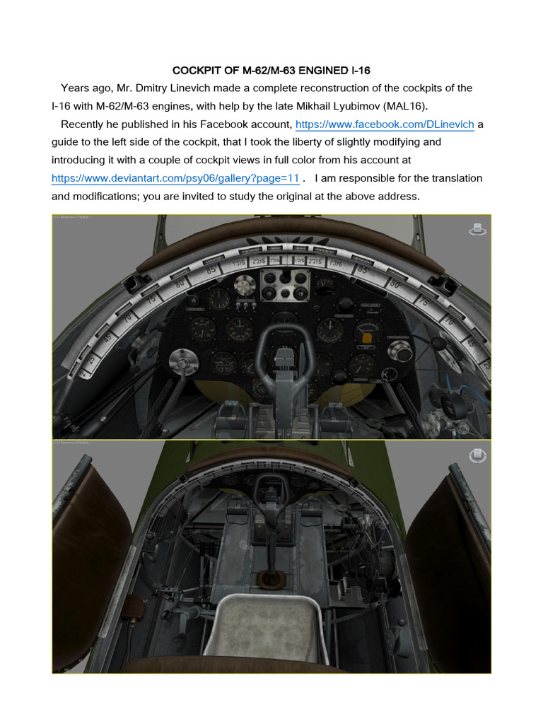 I-16 Cockpit Variations Guide | PDF
