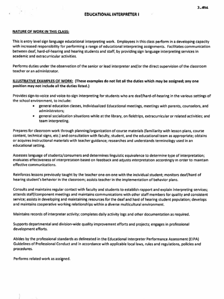 Educational Interpreter I | PDF | Language Interpretation | Teachers
