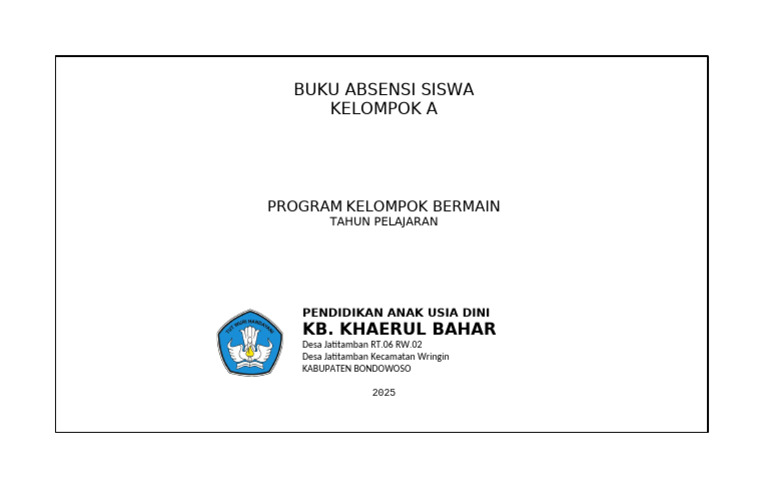 Cover Absensi Siswa k Bahar A | PDF
