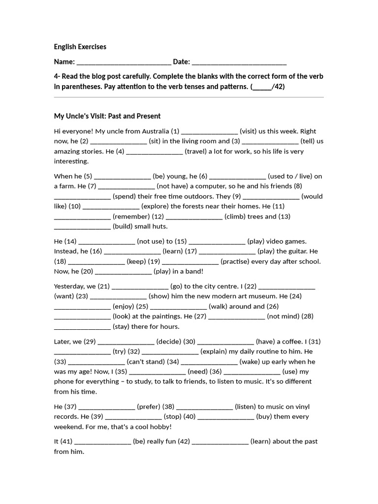 Tenses - Fill in The Blanks - Teens 2 | PDF | Chess Theory | Chess