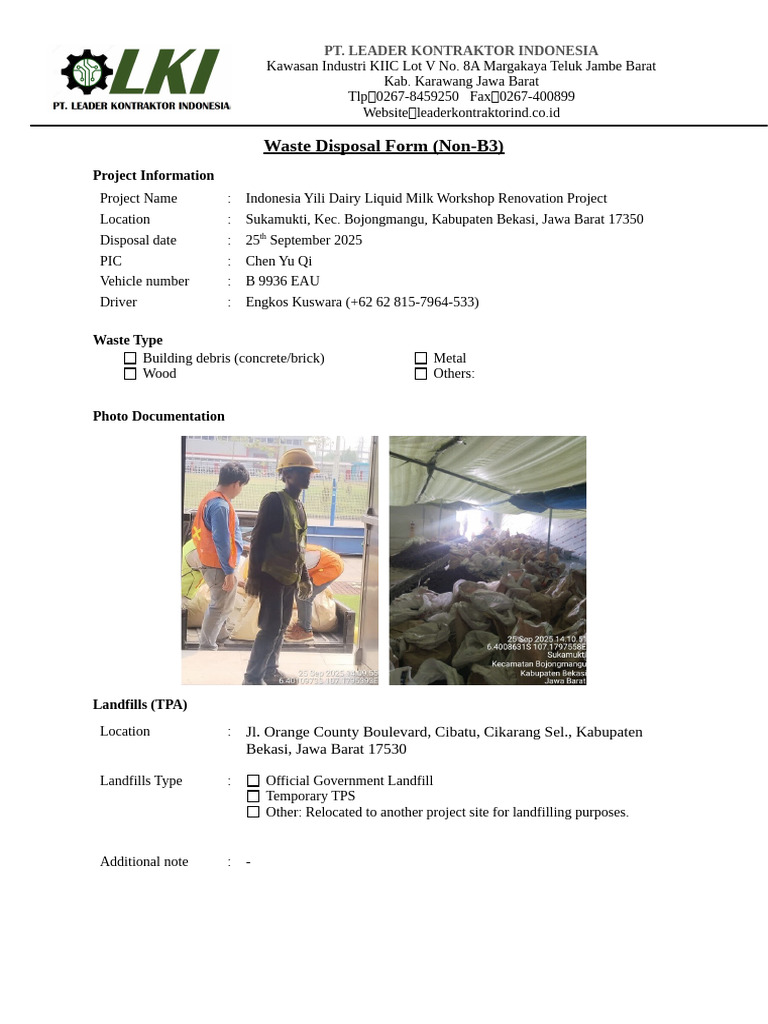 Waste Disposal Form - 25.09.2025 | PDF