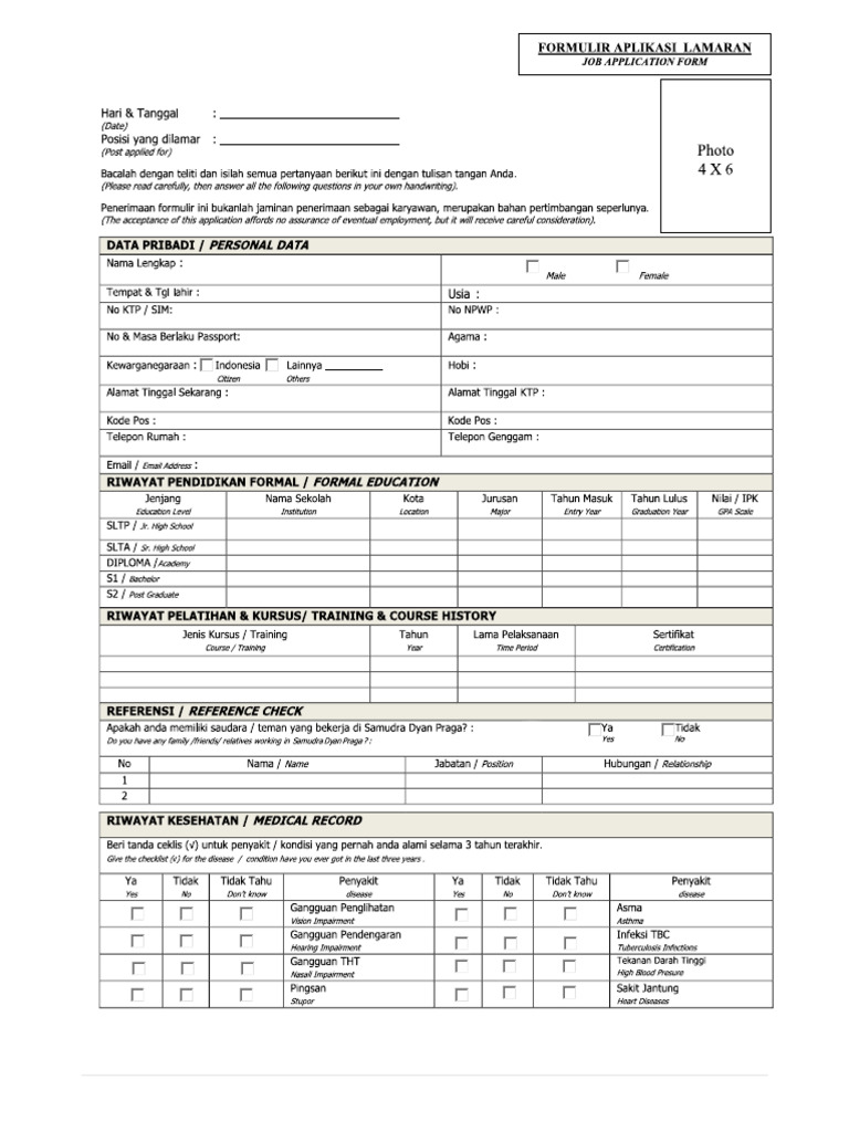 Form Aplikasi Pelamar PDF | PDF