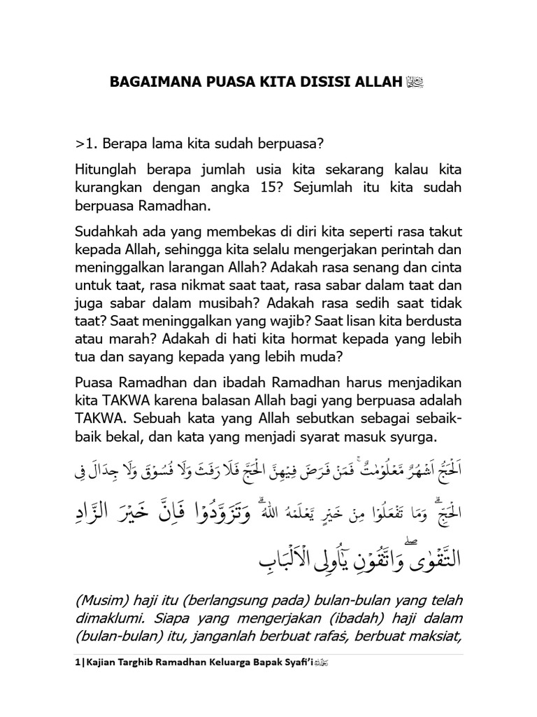 Puasa dan Takwa: Refleksi Ramadhan | PDF