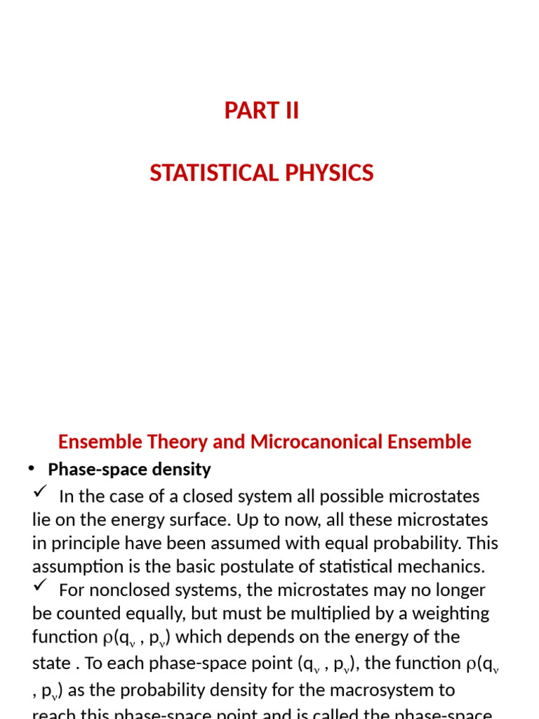 Statistical Physics: Ensemble Theory Explained | PDF | Thermodynamics ...