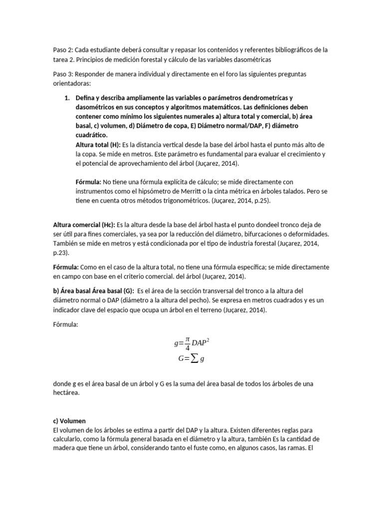 Daniel DASOMETRÍA Tarea 2 | PDF | Arboles | Medición
