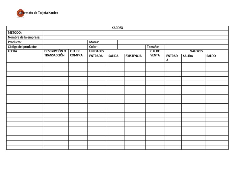 Formato Tarjeta Kardex para Inventario | PDF