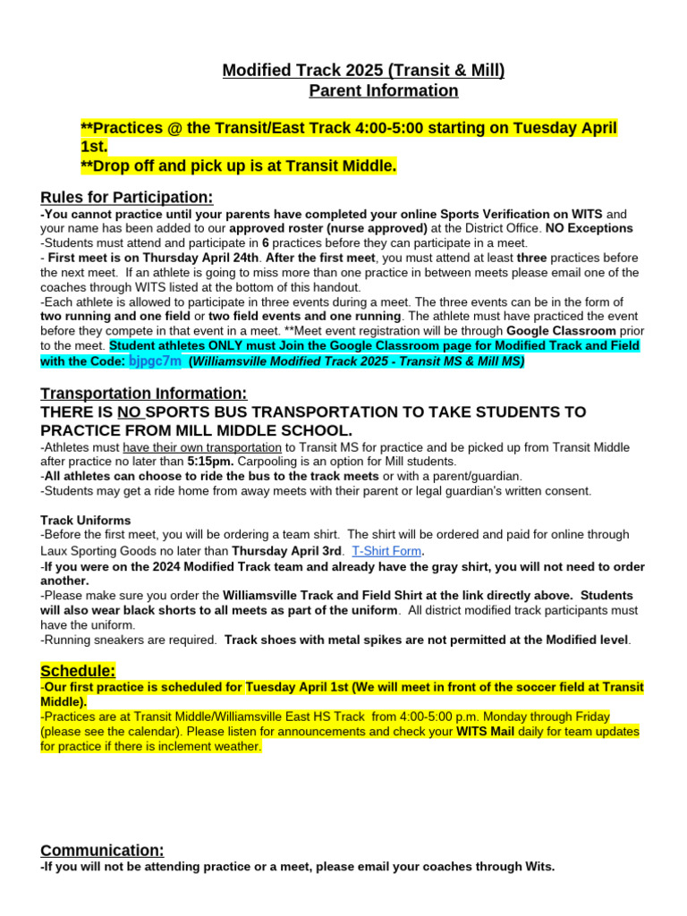 Informational Handout 2025 | PDF