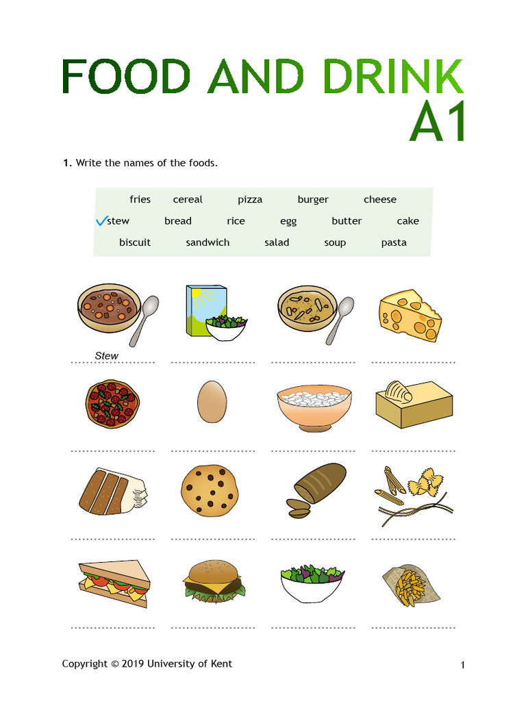 Food Vocabulary and Dialogue Practice | PDF | Foods | Drink