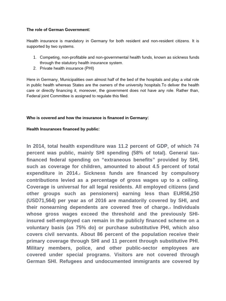 Overview of Germany's Health Insurance System | PDF