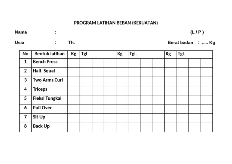 Program Latihan Beban Kekuatan | PDF