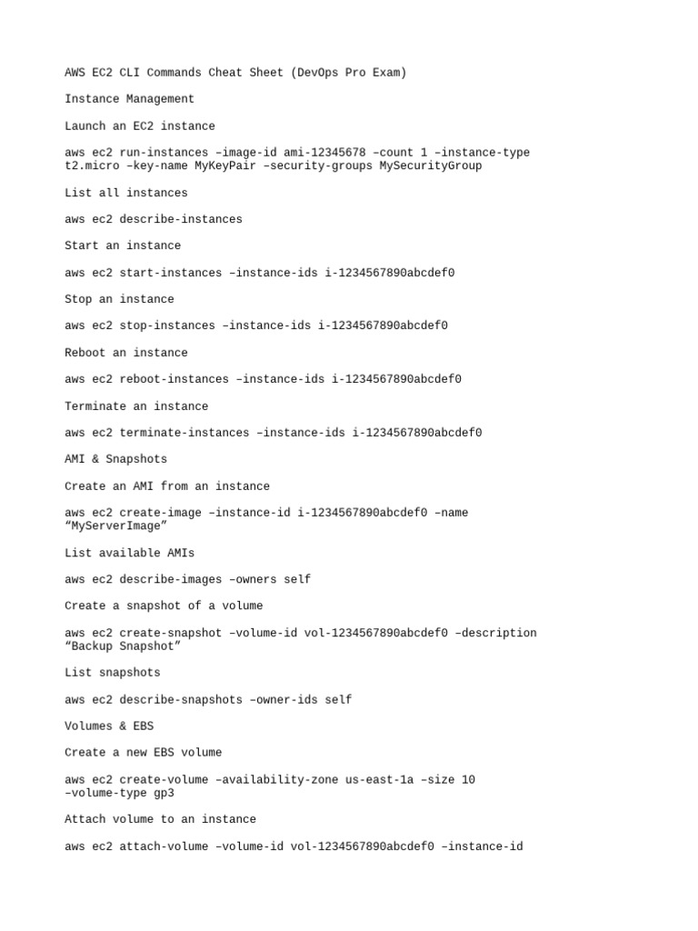 Aws Ec2 Cli Cheatsheet | PDF | Internet Standards | Cloud Computing