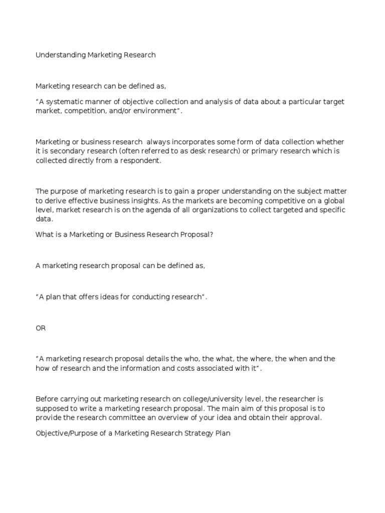 Marketing Research Proposal Guide | PDF | Marketing Research | Marketing