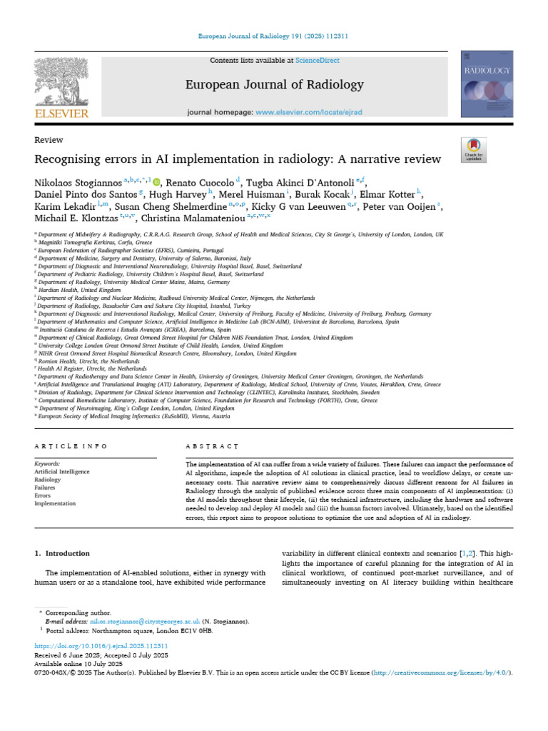 AI Implementation Errors in Radiology | PDF | Artificial Intelligence ...