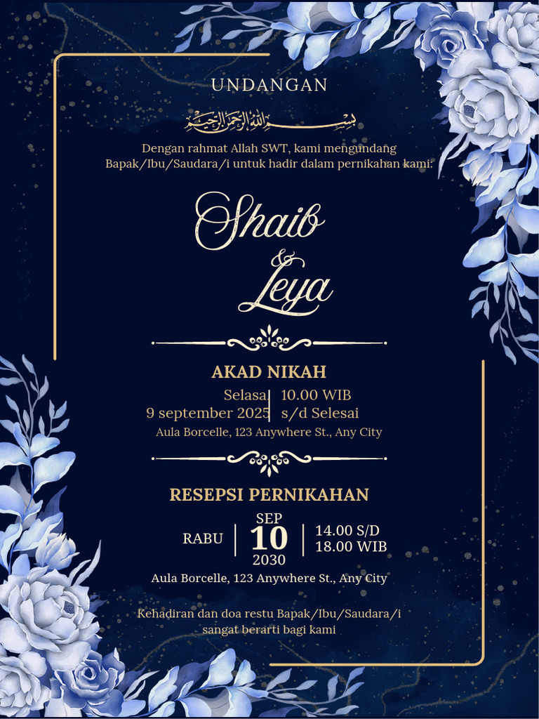 Undangan Akad Nikah Shaib & Leya | PDF