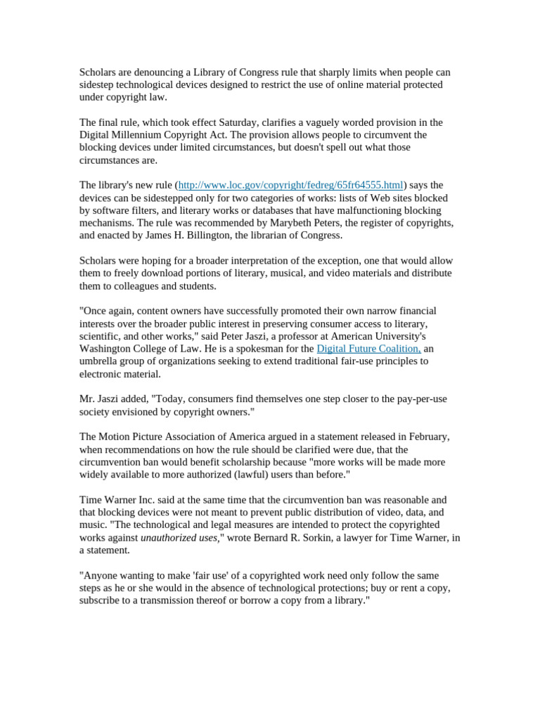 Unauthorized Uses | PDF | Library Of Congress | Digital Millennium ...