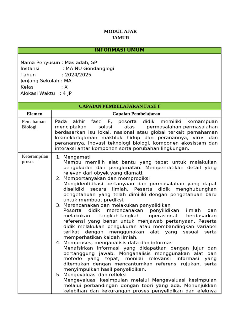 4. Modul Jamur | PDF