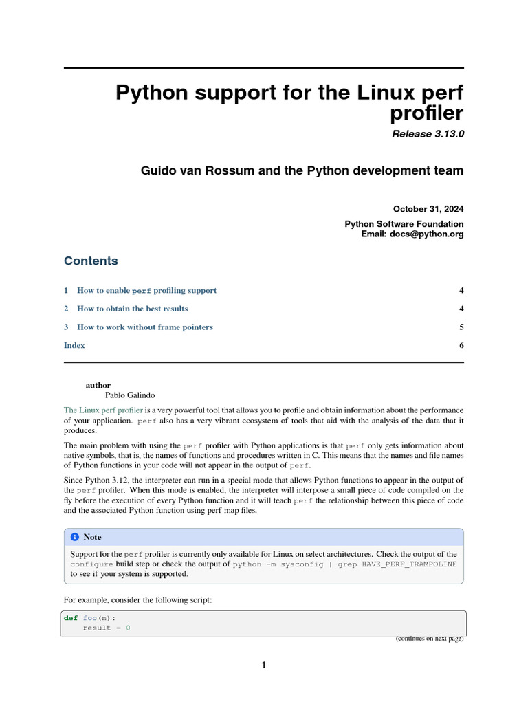 Howto Perf Profiling | PDF | Python (Programming Language) | Pointer (Computer Programming)