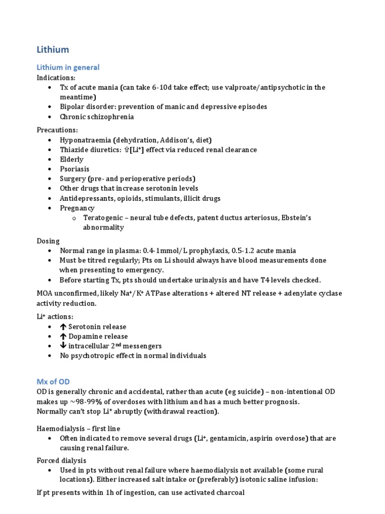 Lithium: Uses, Dosing, and Toxicity | PDF | Renal Failure | Bipolar ...