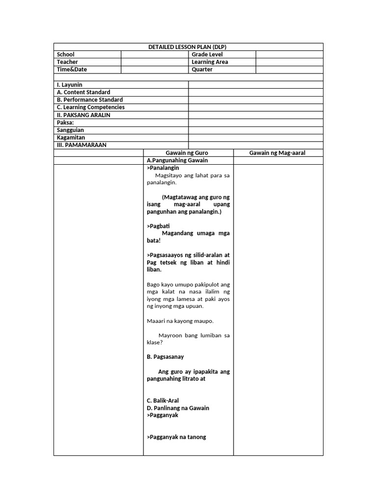 Filipino Lesson Plan. Richanne | PDF