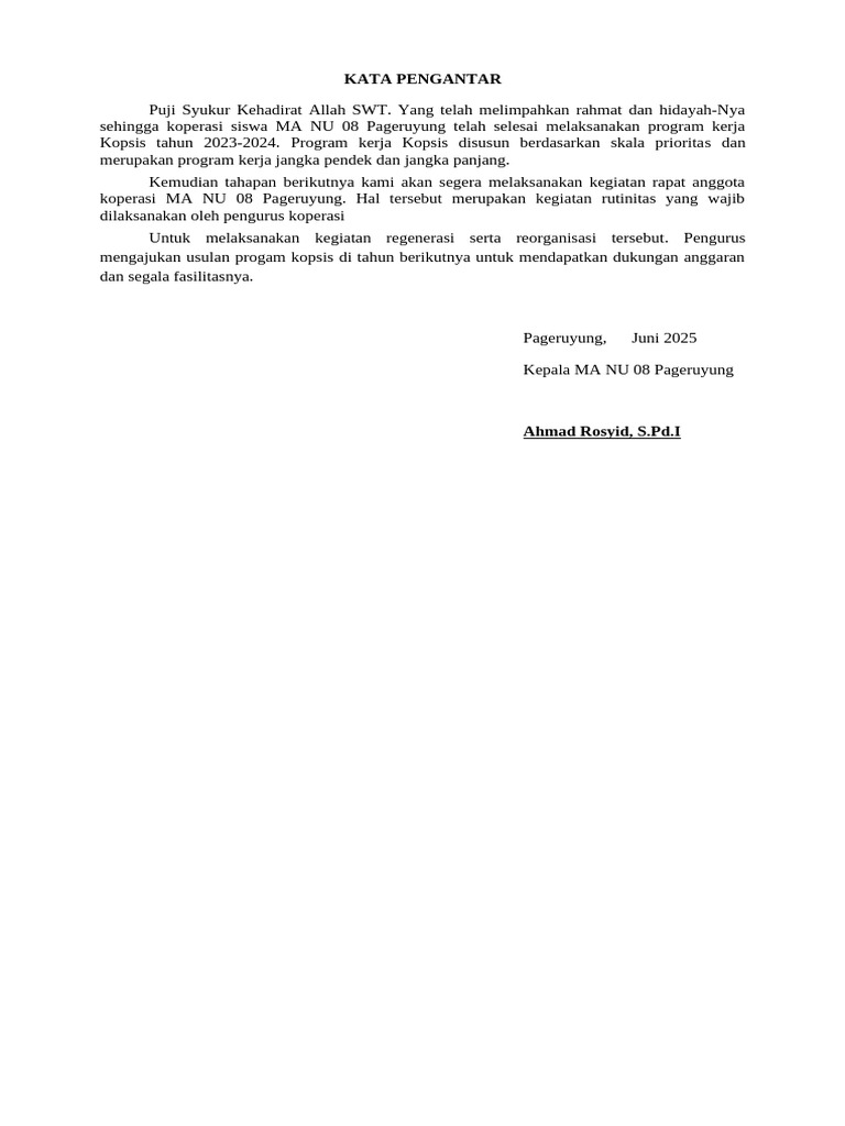 Laporan Kerja Kopsis Mapan | PDF