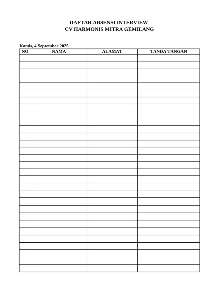 Form Absen Interview | PDF