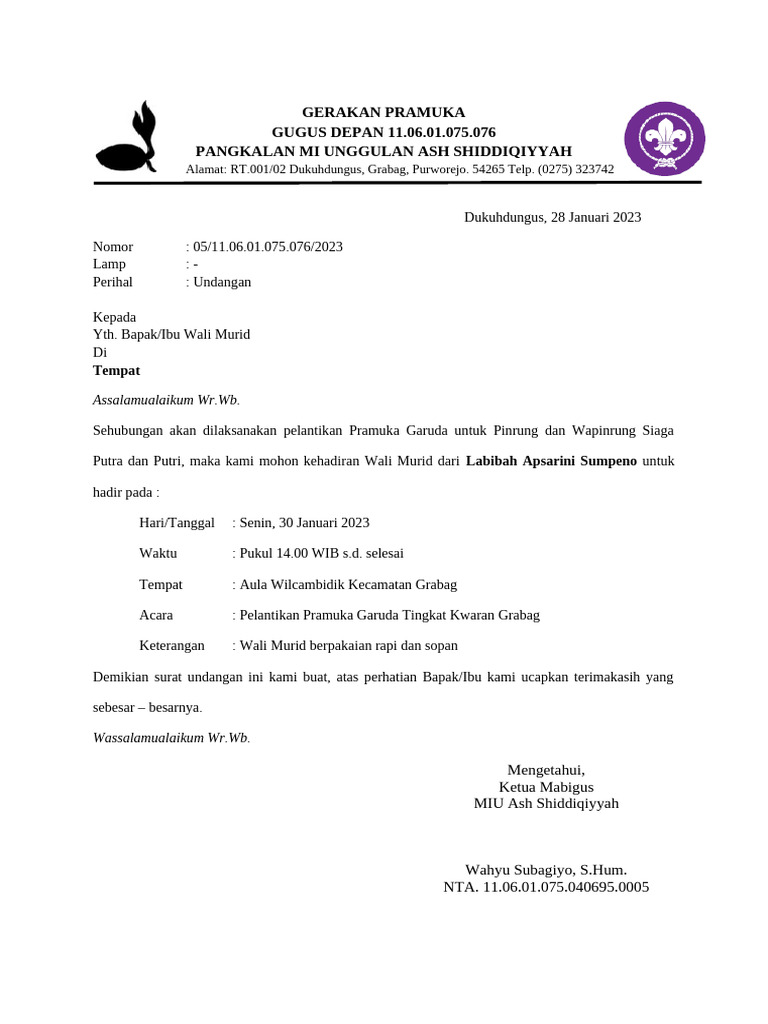 Undangan Pramuka Garuda | PDF