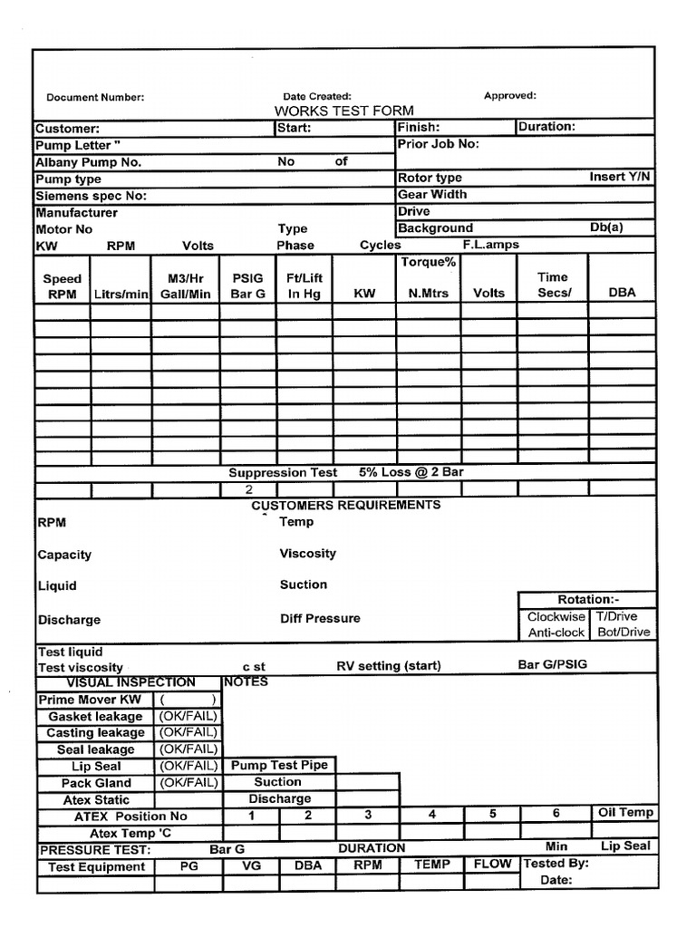 Work Test Form | PDF