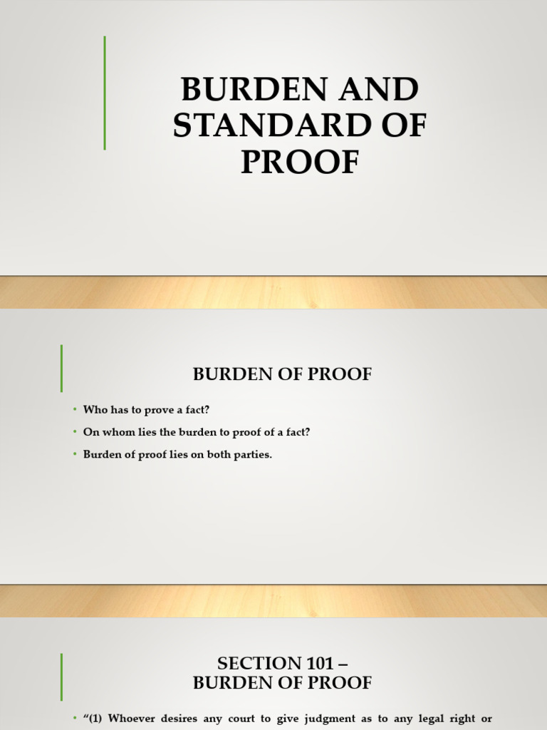 Evidence II - Burden and Quantum of Proof | PDF | Burden Of Proof (Law ...