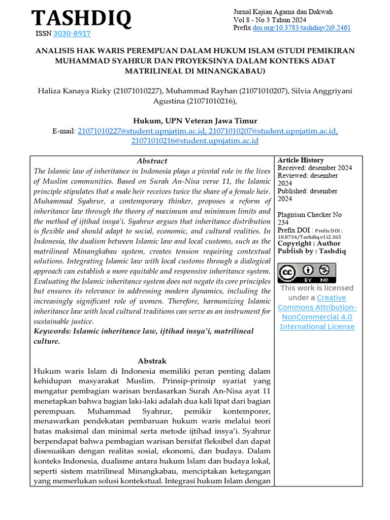 Draft Artikel Waris Haliza | PDF